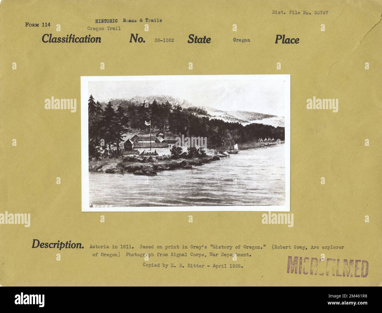 Astoria in 1811. Original caption: Astoria in 1811. based on print in ...