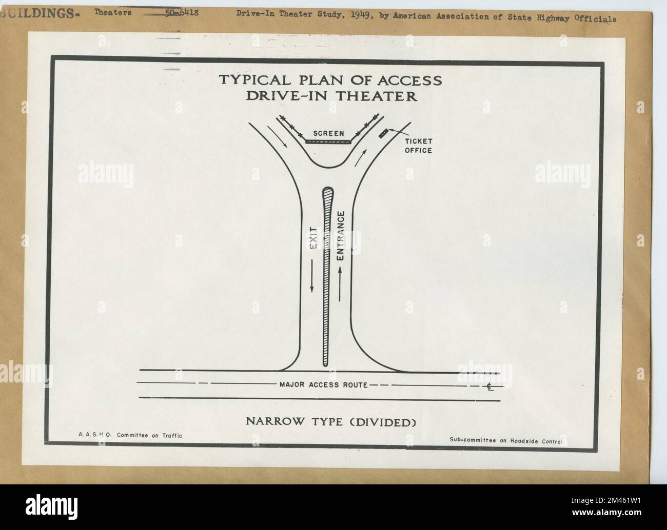 Drawing: Typical Plan of Access, Drive-in Theater, Narrow Type (divided ...