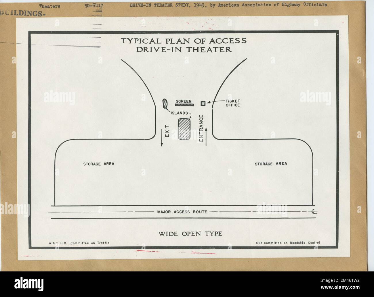 Drawing: Typical Plan of Access, Drive-in Theater, Wide Open Type ...