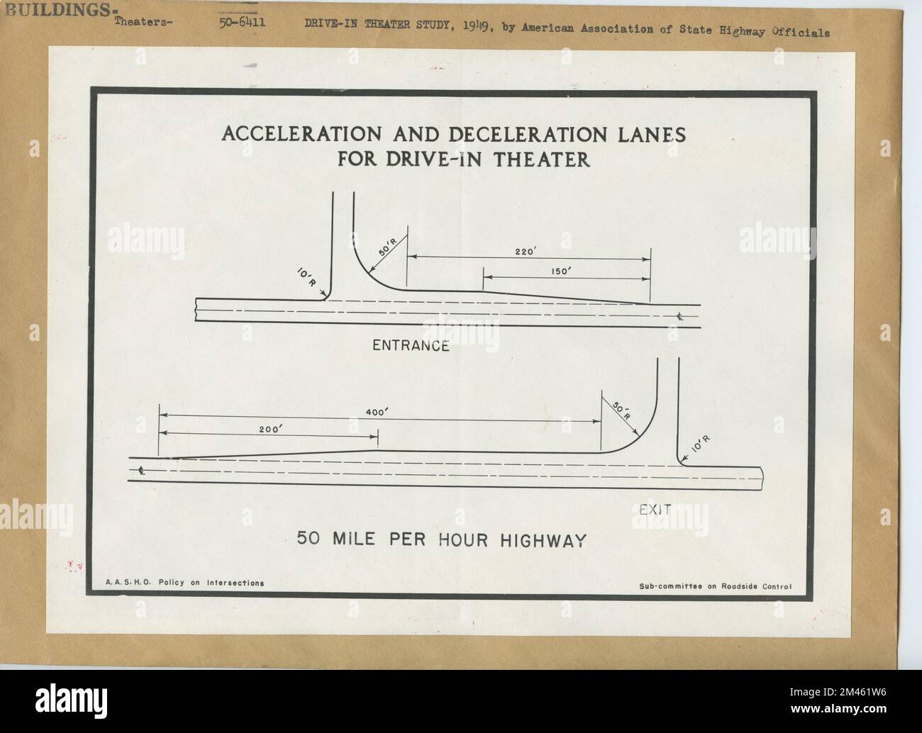 Drawing: Acceleration and Deceleration Lanes For Drive-in Theater: 50 ...