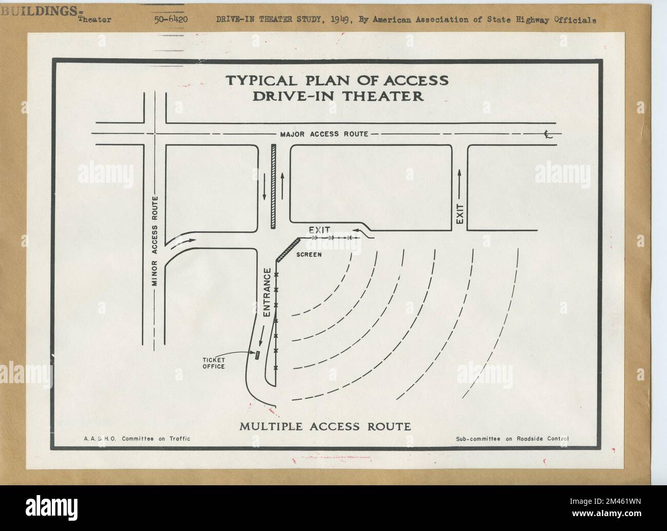 Drawing: Typical Plan of Access For Drive-in Theater, Multiple Access ...