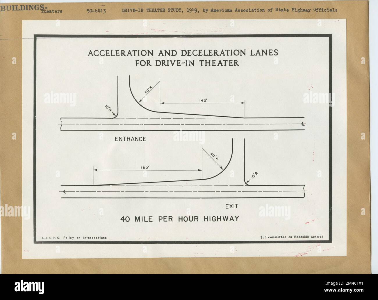 Drawing: Acceleration and Deceleration Lanes For Drive-in Theater: 40 ...