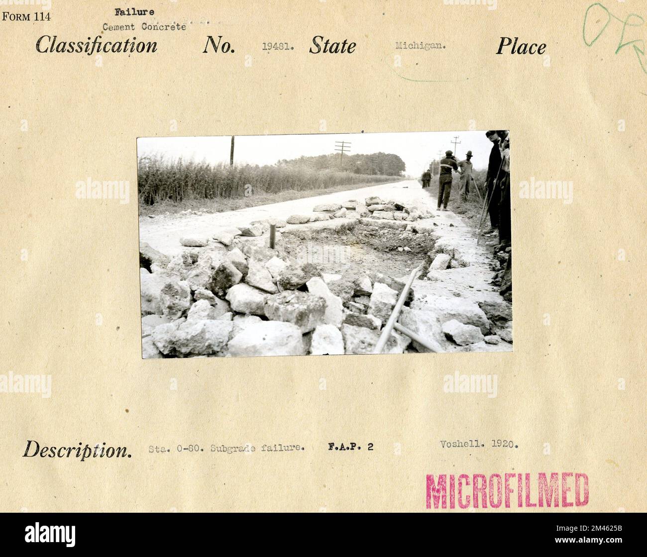 Subgrade Failure. Original caption: Sta. 0-80 Subgrade failure. F.A.P ...