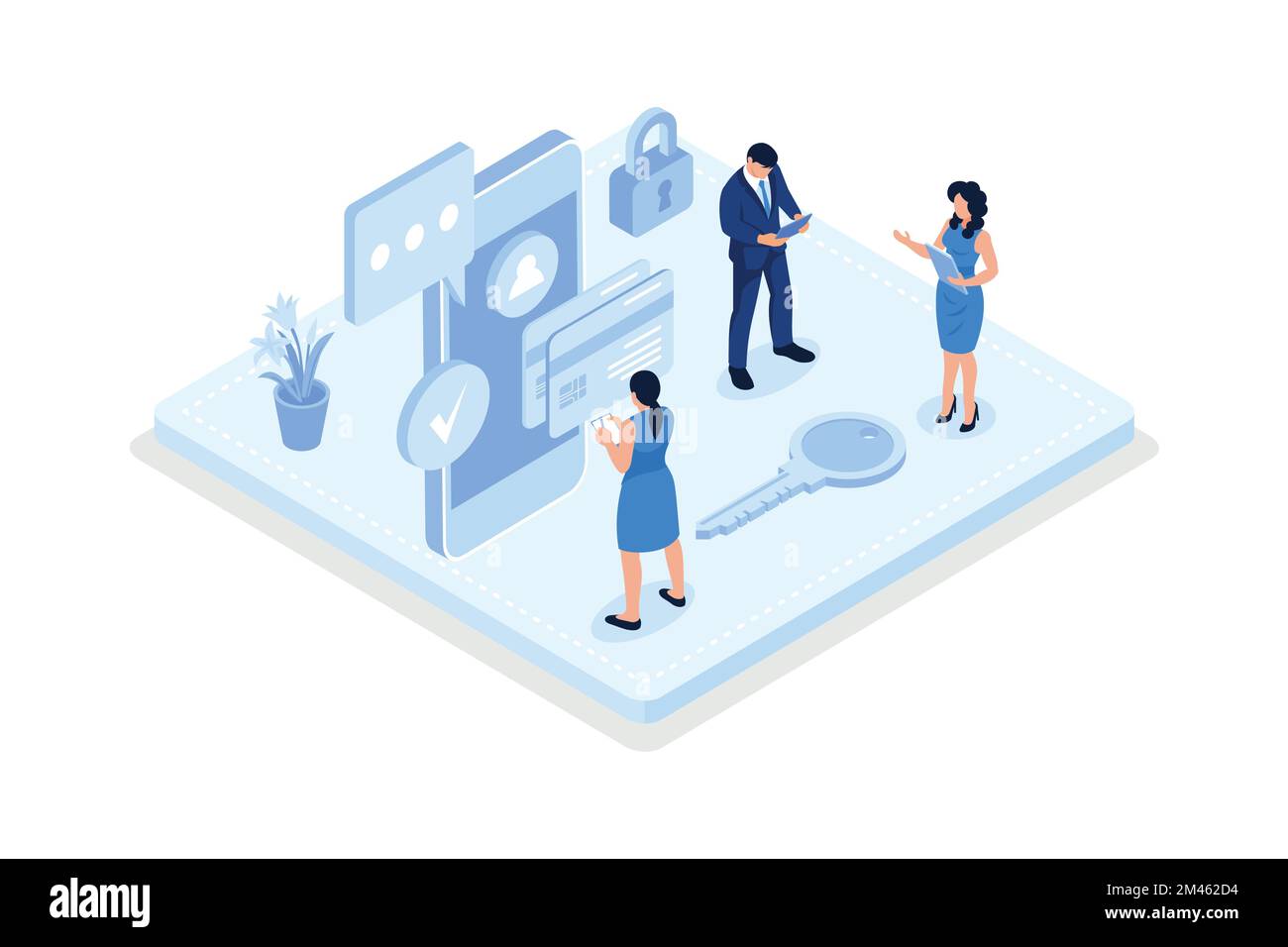 Characters using Cyber Security Services to Protect Personal Data. Online Payment Security ...