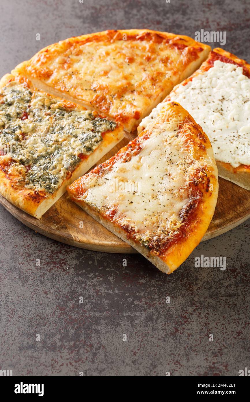 Quattro formaggi is a variety of Italian pizza topped with a combination of four kinds of cheese ...