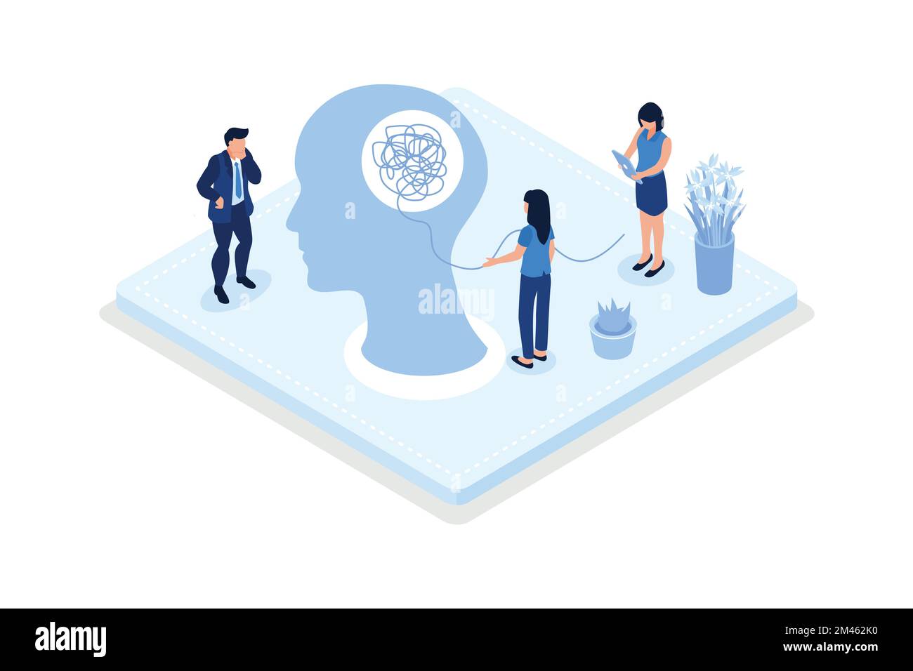 Character with mental disorder fight against stress, depression ...