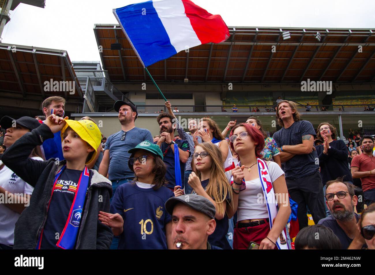 France fans react during the live transmission of the FIFA World Cup ...