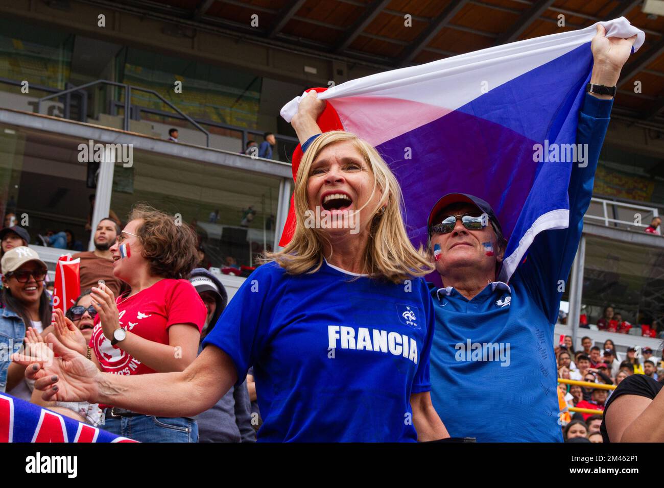 France fans react during the live transmission of the FIFA World Cup ...