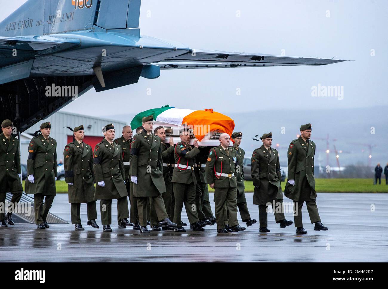 The body of of Irish UN peacekeeping soldier Sean Rooney arriving at ...