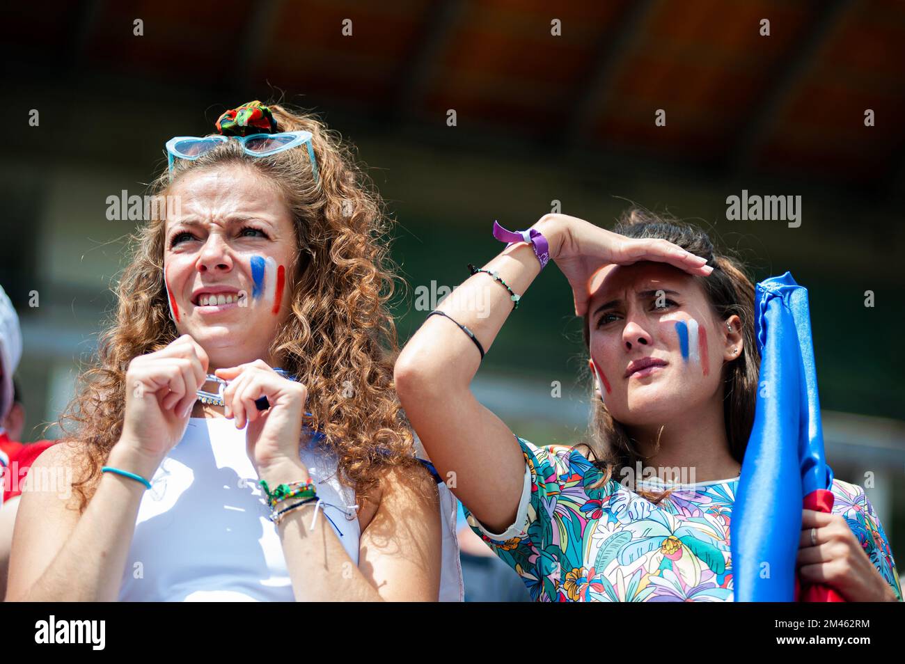 France fans react during the live transmission of the FIFA World Cup ...