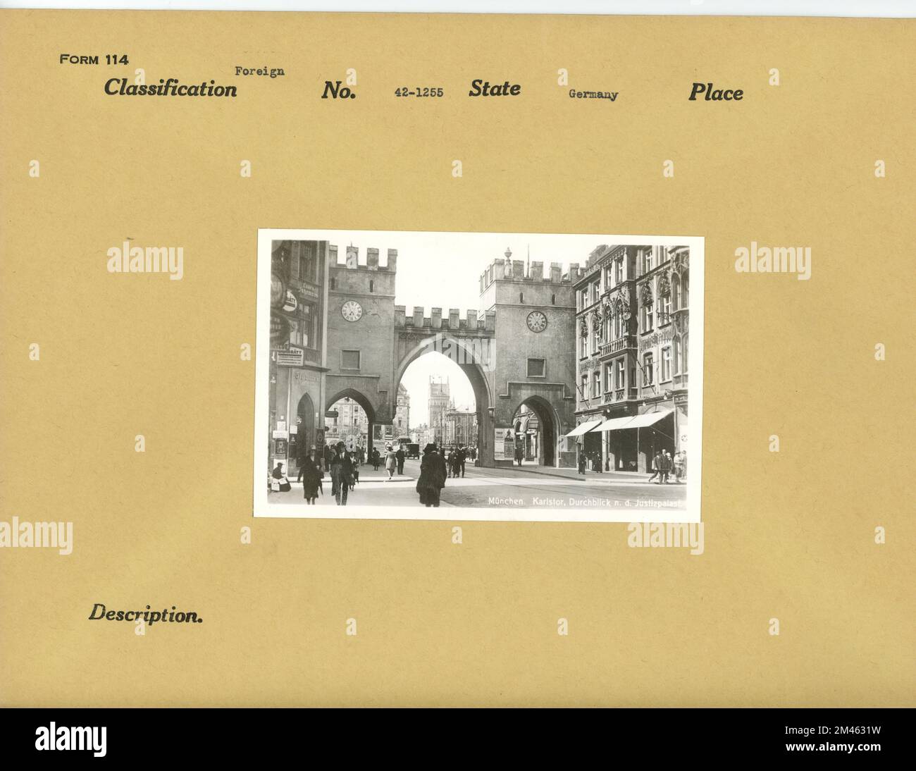 Karlstor with a View of the Palace of Justice, Munich. Original caption ...