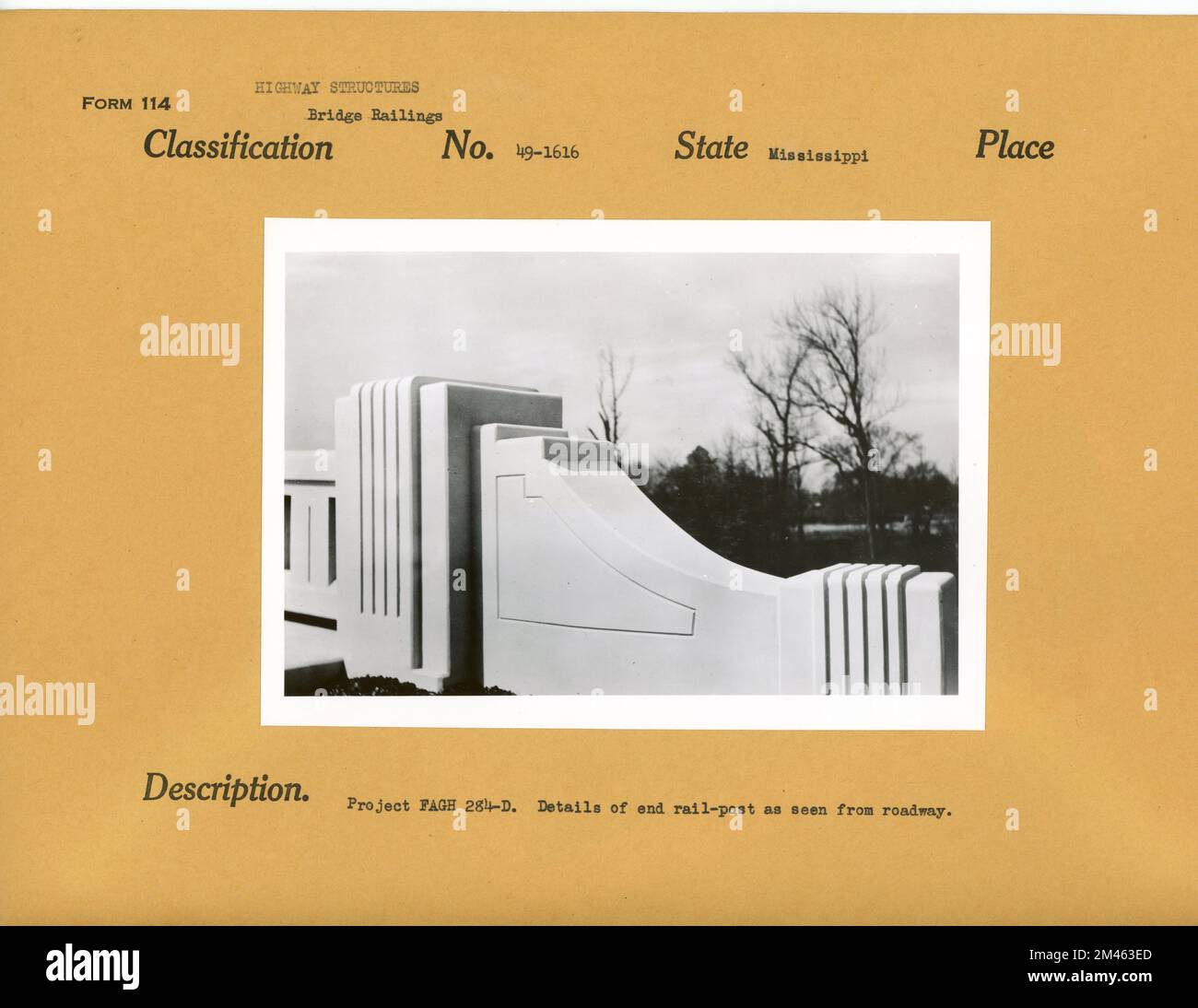 Project FAGH 284-D, Details of end rail-post as seen from roadway ...