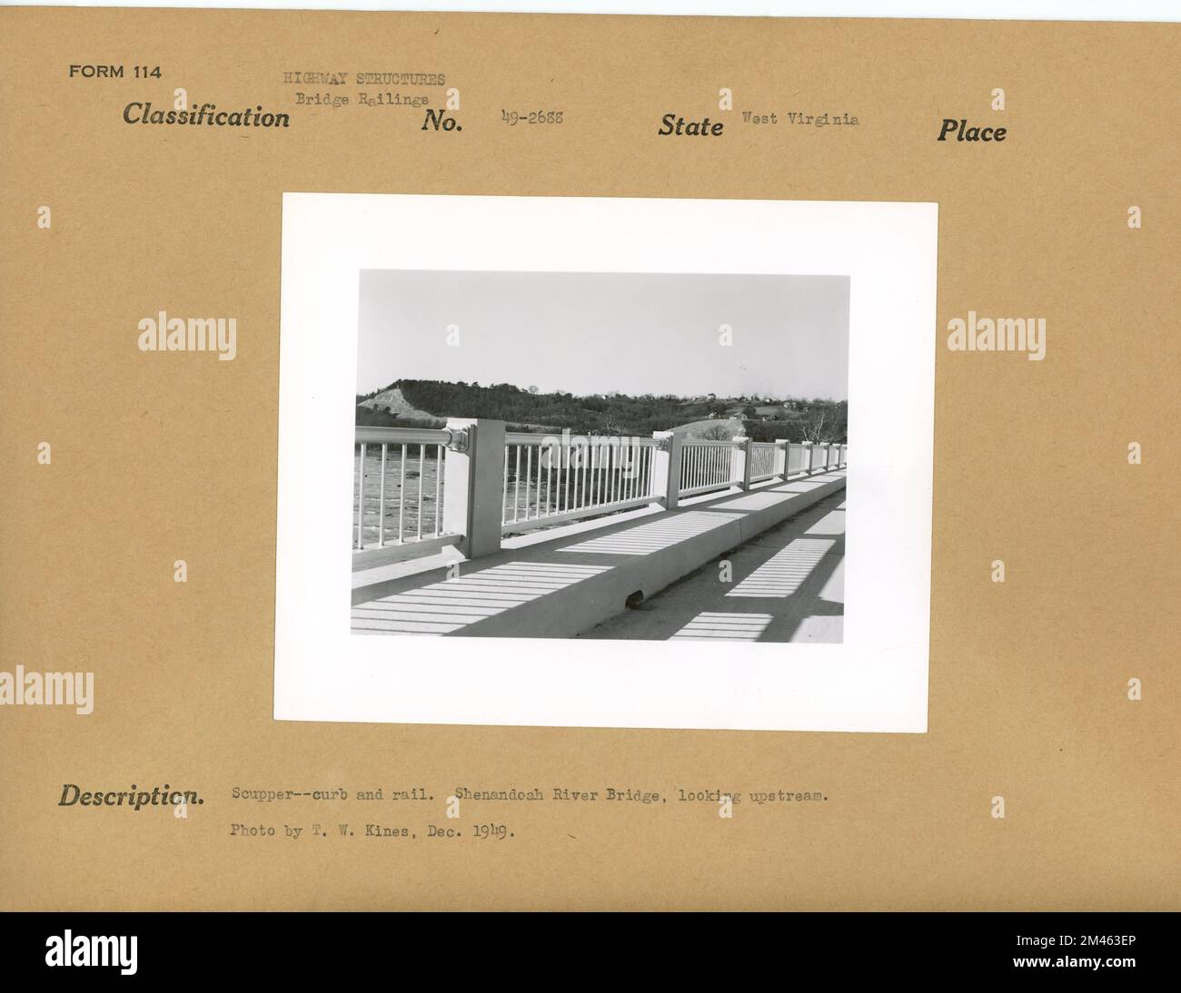 Curb, rail and scupper, Shenandoah River Bridge, looking upstream ...