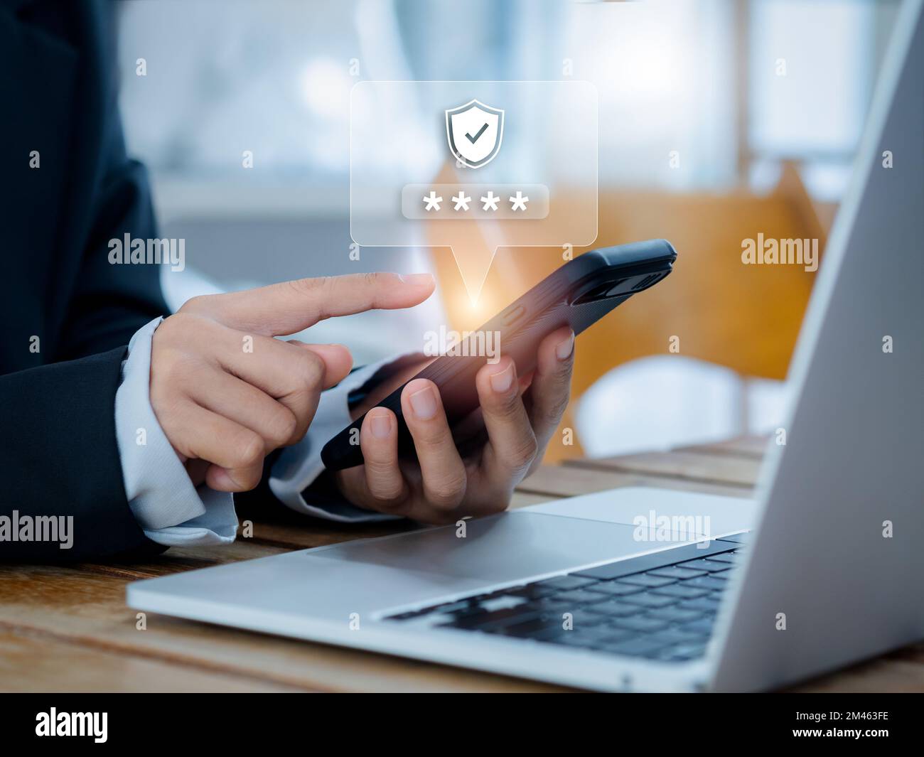 Two Steps Authentication 2fa Concept 2023 Shield And Asterisk Icons Code Showing On Smart