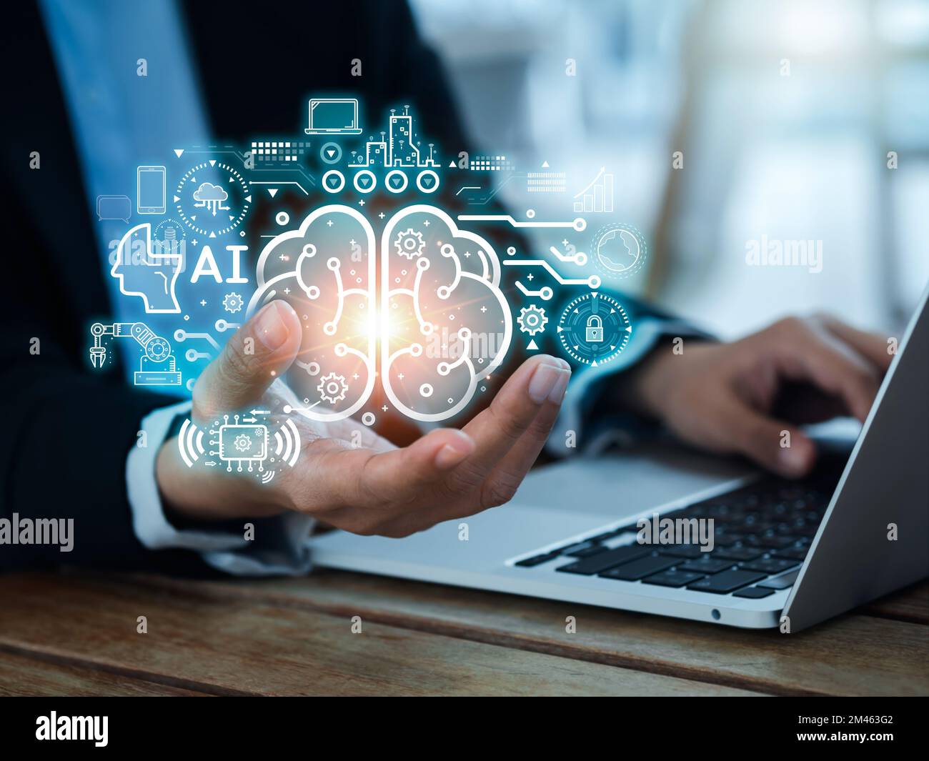 Artificial Intelligence concept (AI). Futuristic virtual graphics of ...