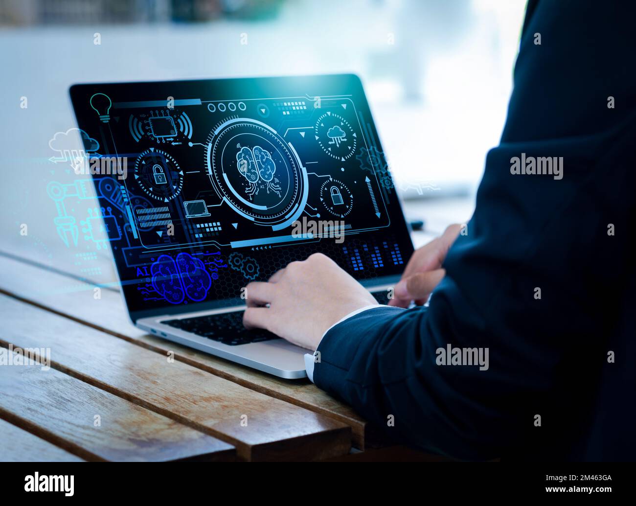 Artificial Intelligence concept (AI). Futuristic virtual graphics of ...