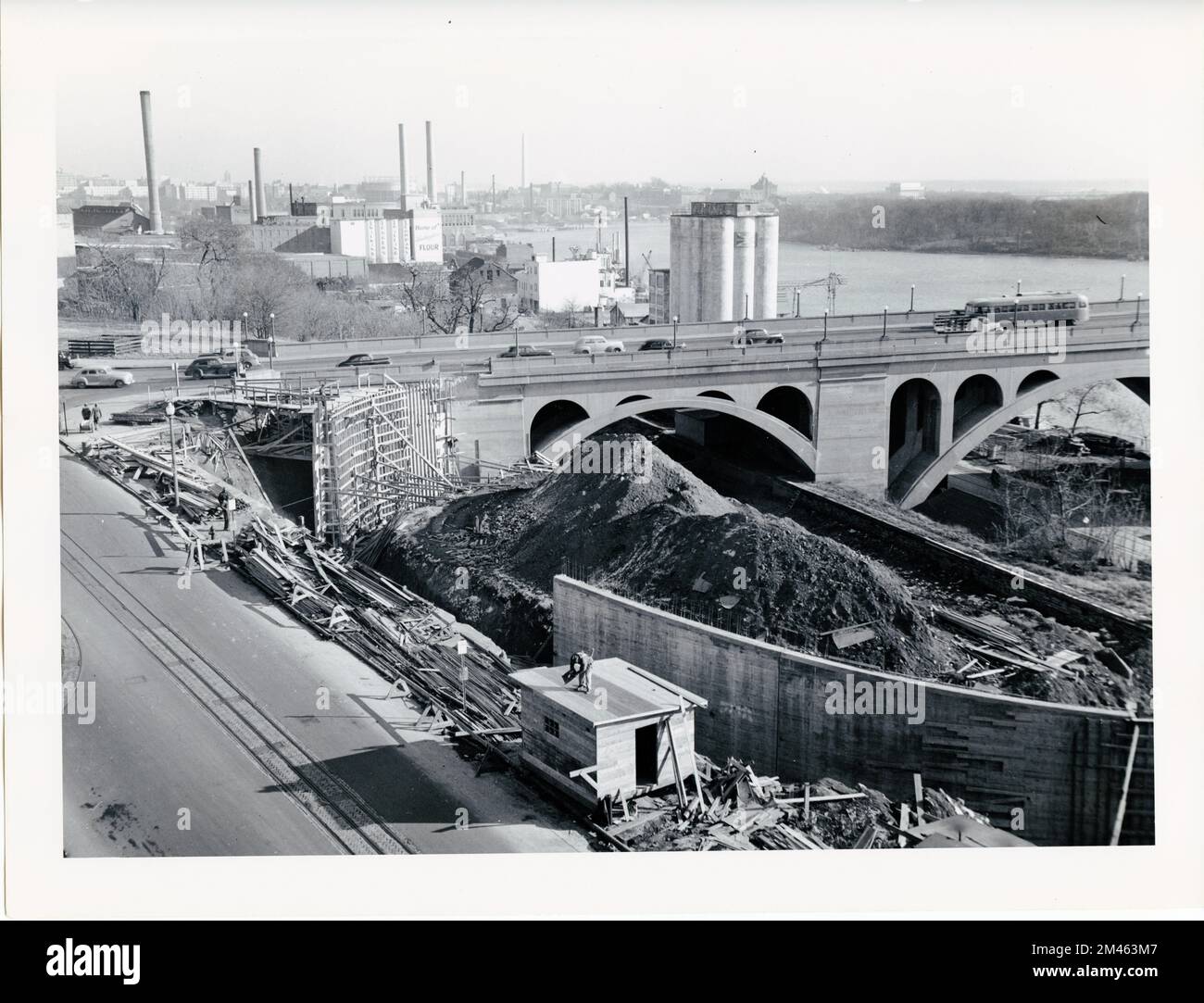 Construction of the K Street Skyway. Original caption: Construction ...