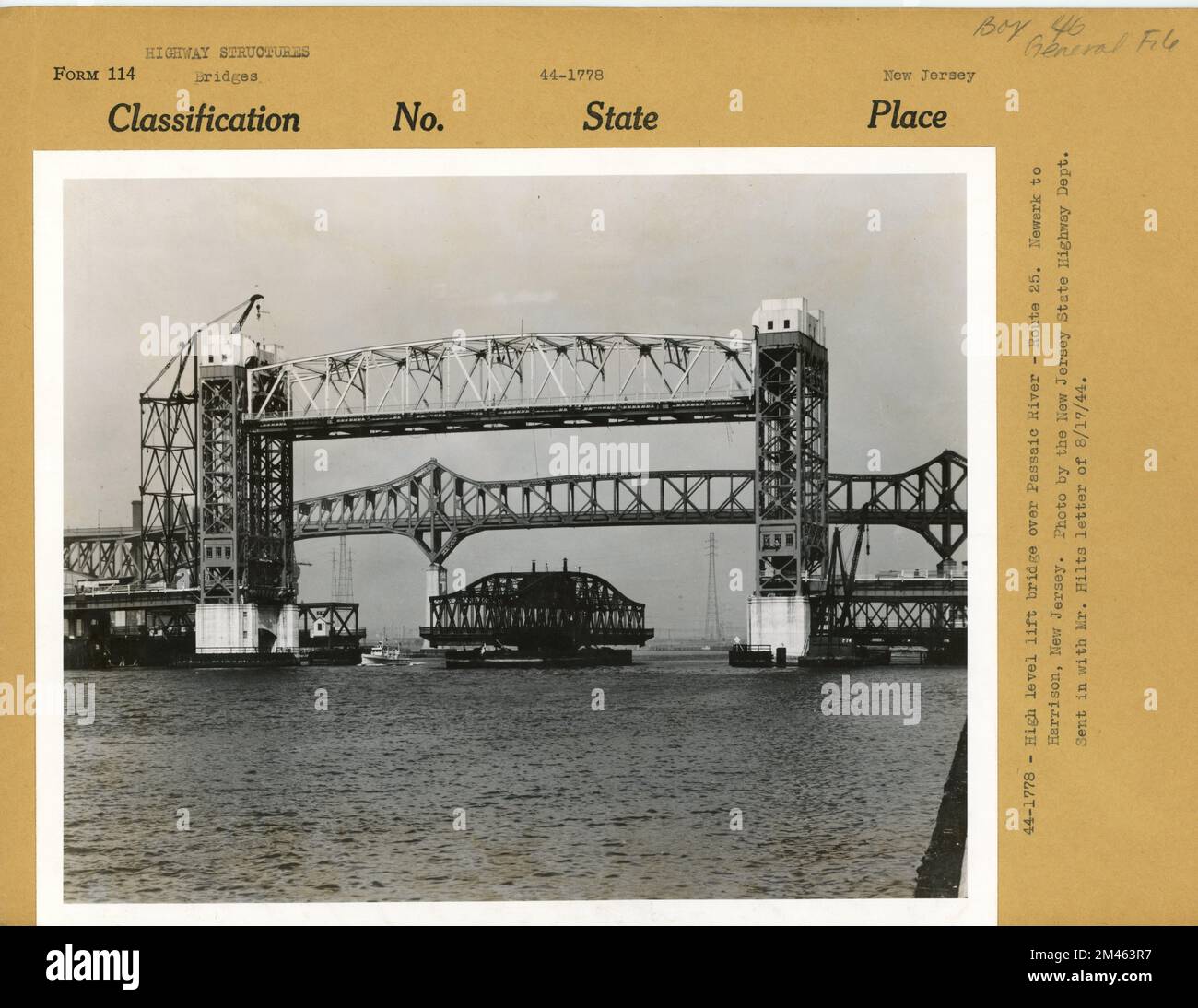 High level lift bridge over Passaic River, Route 25, Newark to Harrison ...