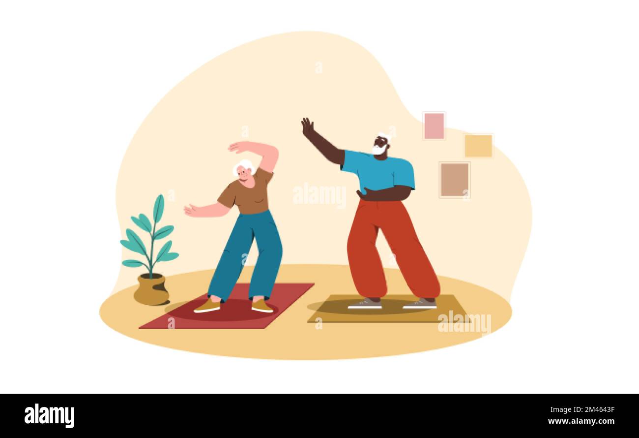 Senior man woman exercise Stock Vector Images - Alamy