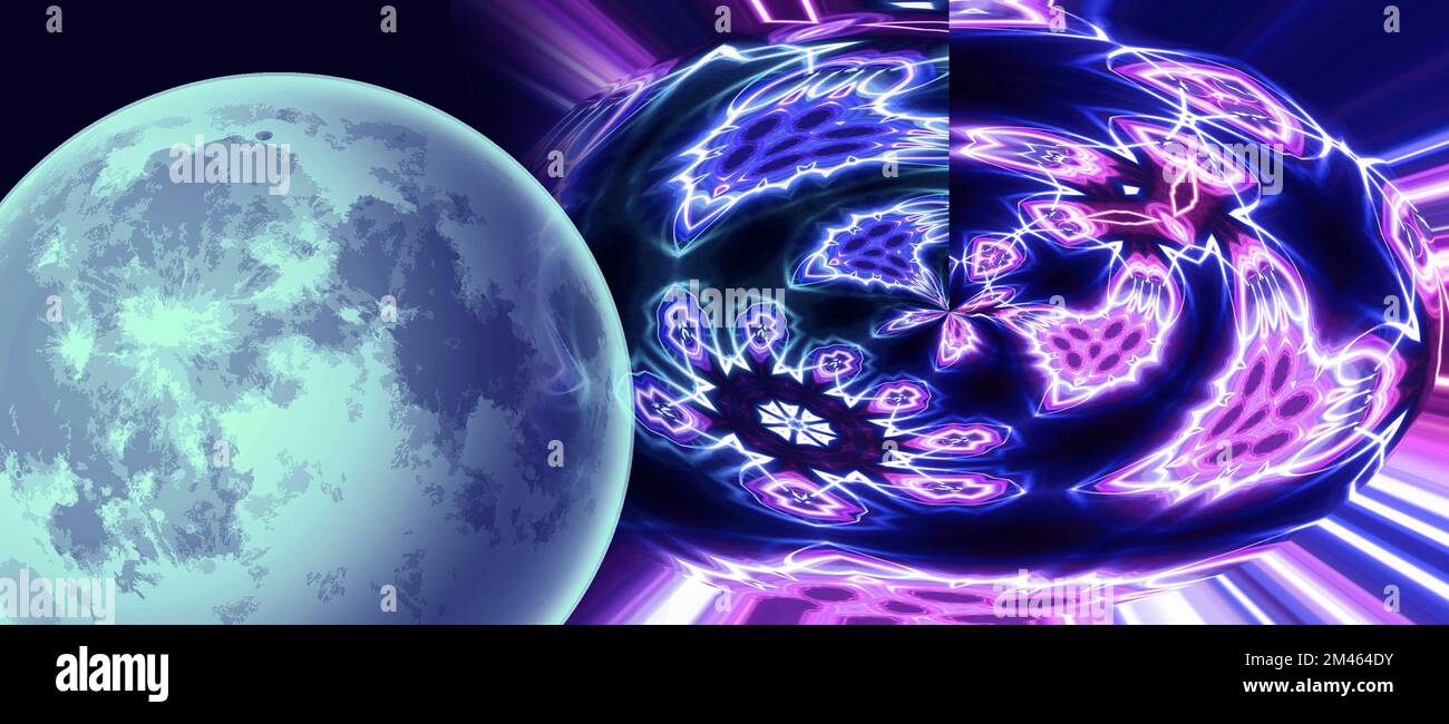 Moon magic neon glowing hi-res stock photography and images - Alamy