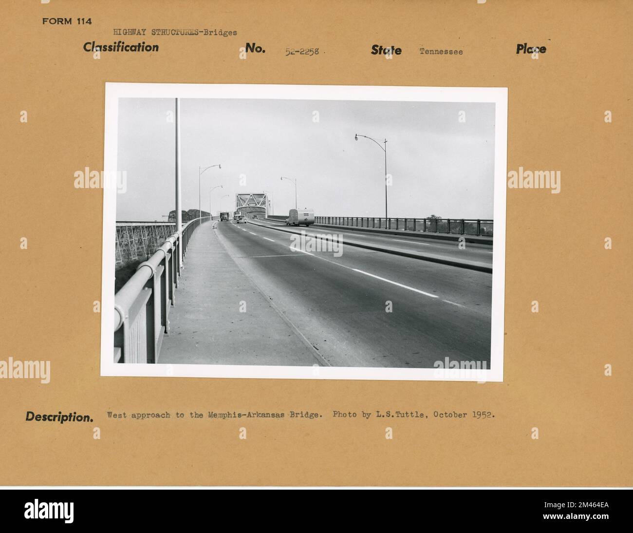 West approach to the Memphis-Arkansas Bridge. Original caption: West ...