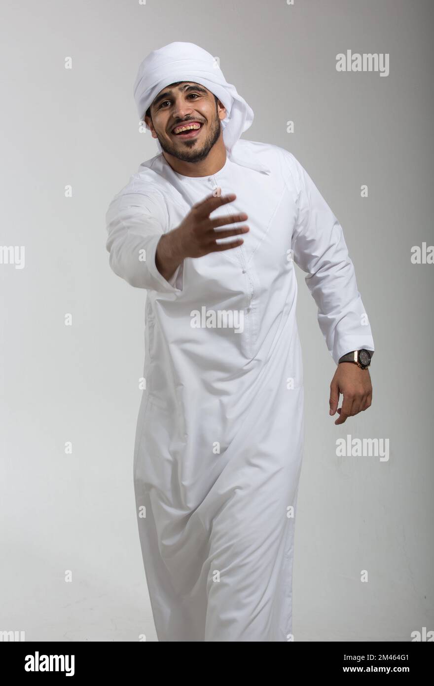 Man holding his hand out Stock Photo - Alamy