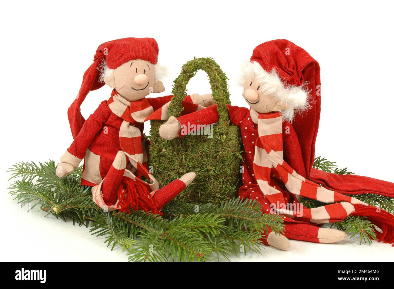Santa couple siting together. On white background Stock Photo - Alamy
