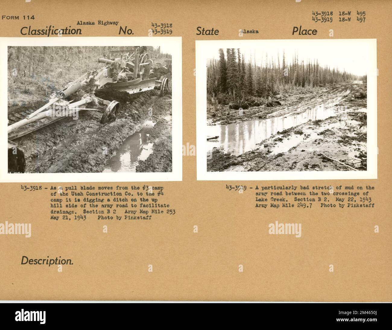 Drainage ditch and muddy conditions along Army Road. Original caption ...