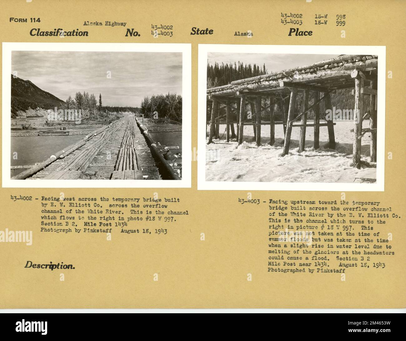 Temporary bridge built across the overflow channel of the White River ...