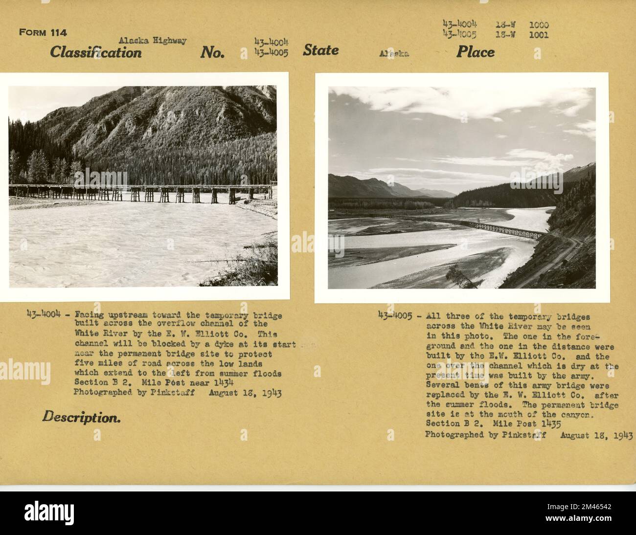 View of temporary bridges across the White River. Original caption: 43 ...