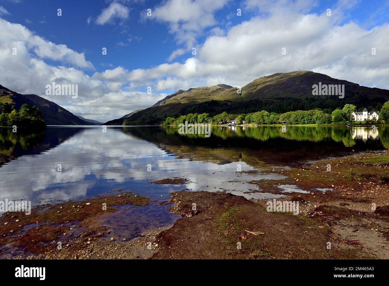 Reflections in Loch Shiel at Glenfinnan in the Scottish Highlands Stock ...
