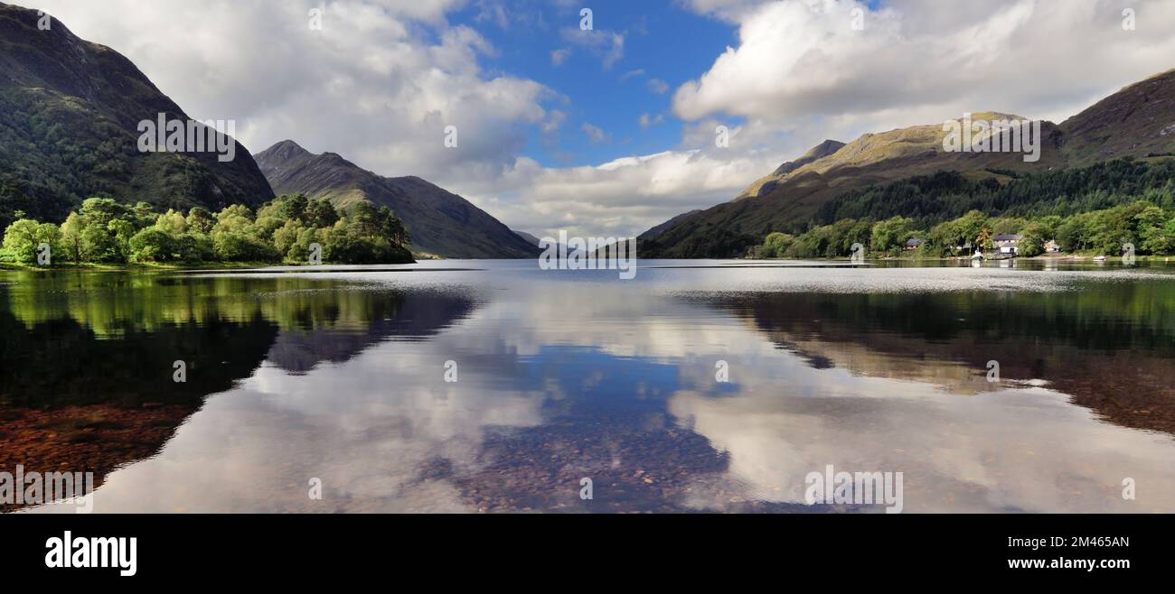 Reflections in Loch Shiel at Glenfinnan in the Scottish Highlands Stock ...