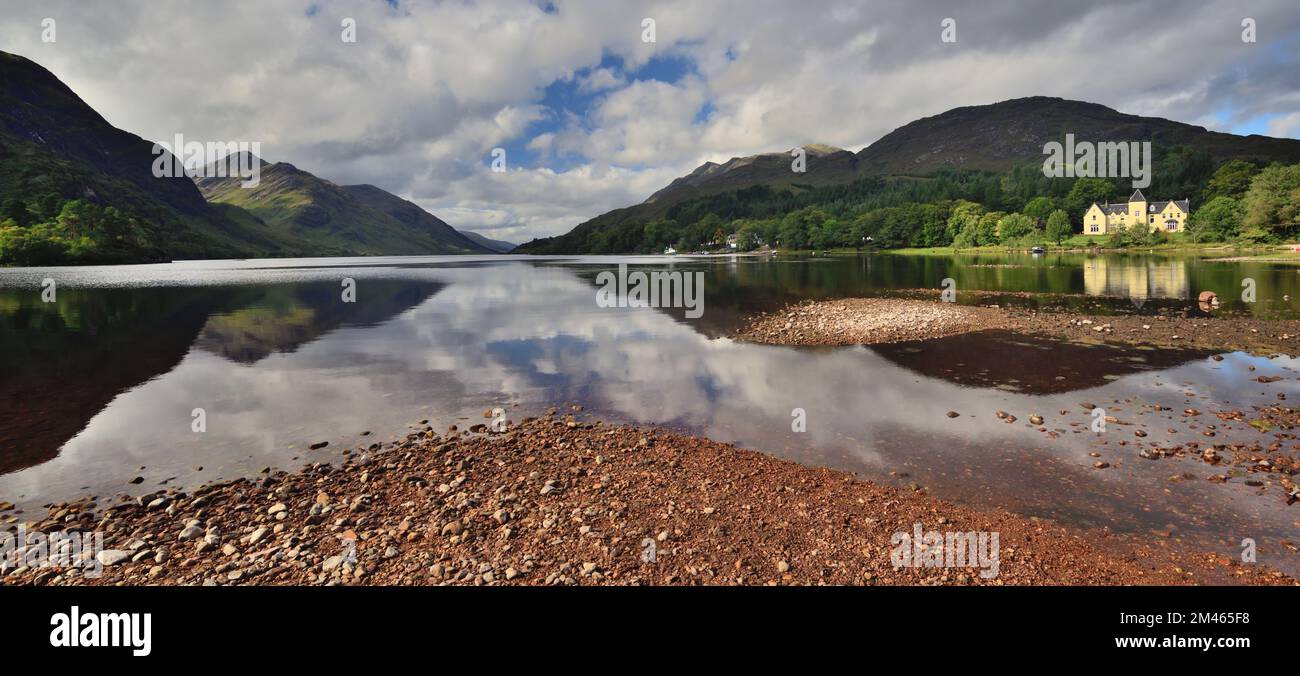 Reflections in Loch Shiel at Glenfinnan in the Scottish Highlands Stock ...