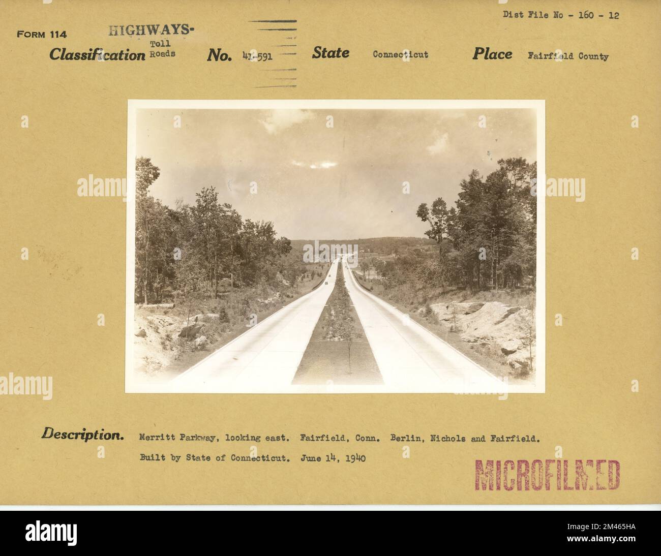 Merritt Parkway, looking east, Fairfield, Connecticut. Original caption ...