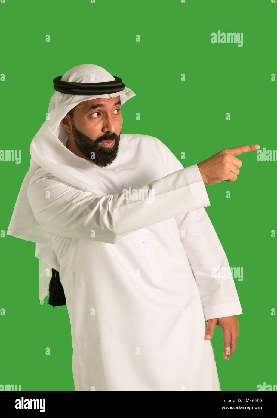 Arab man pointing Stock Photo - Alamy