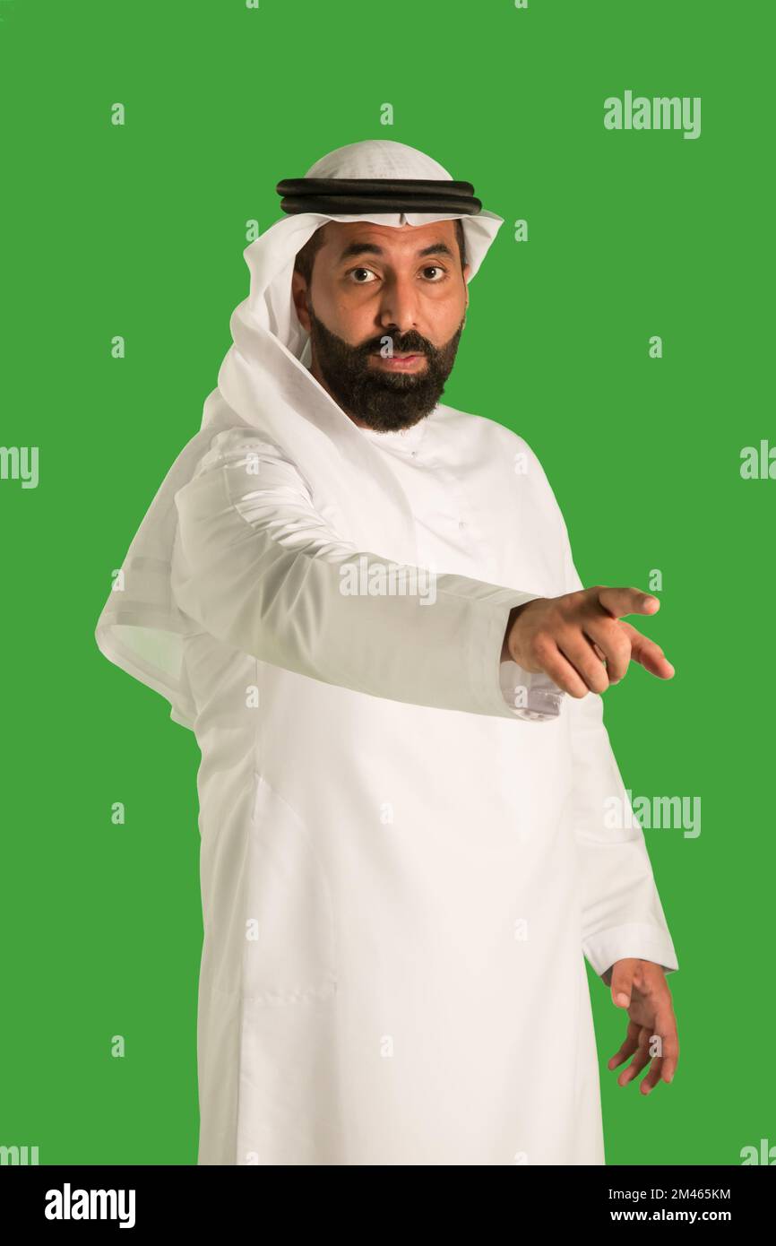 Arab man pointing Stock Photo - Alamy