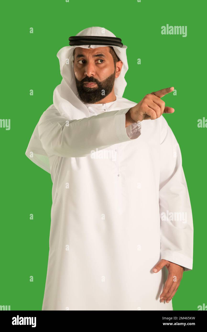Arab man pointing Stock Photo - Alamy