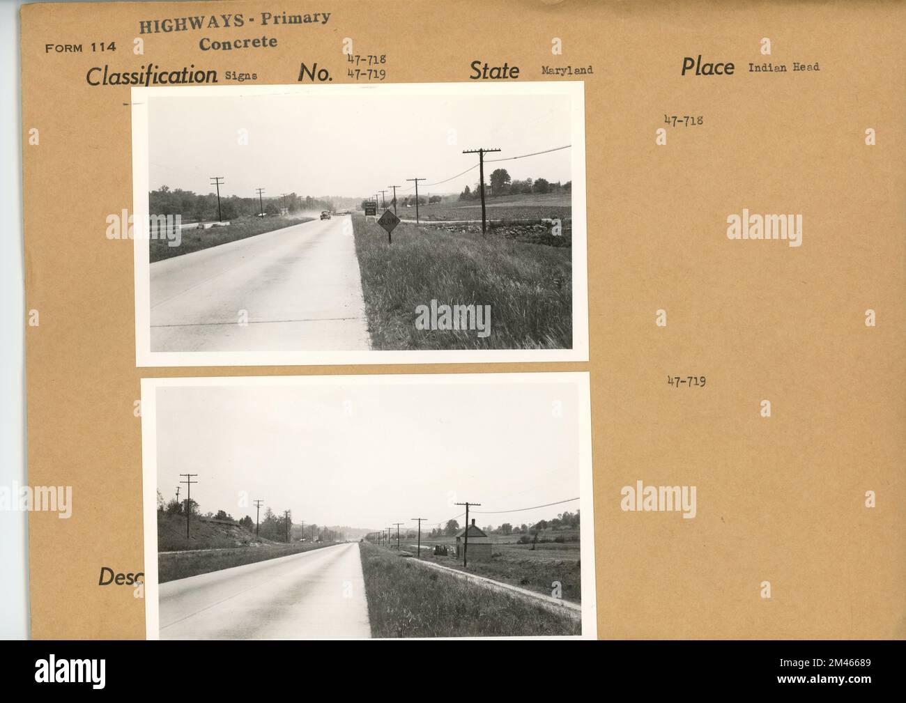 Two-lane concrete roadway. Original caption: 47-718. Two-lane concrete ...