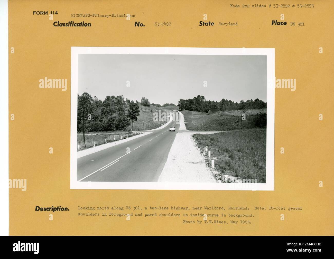 Looking north along U.S. Route 301. Original caption: Looking north ...