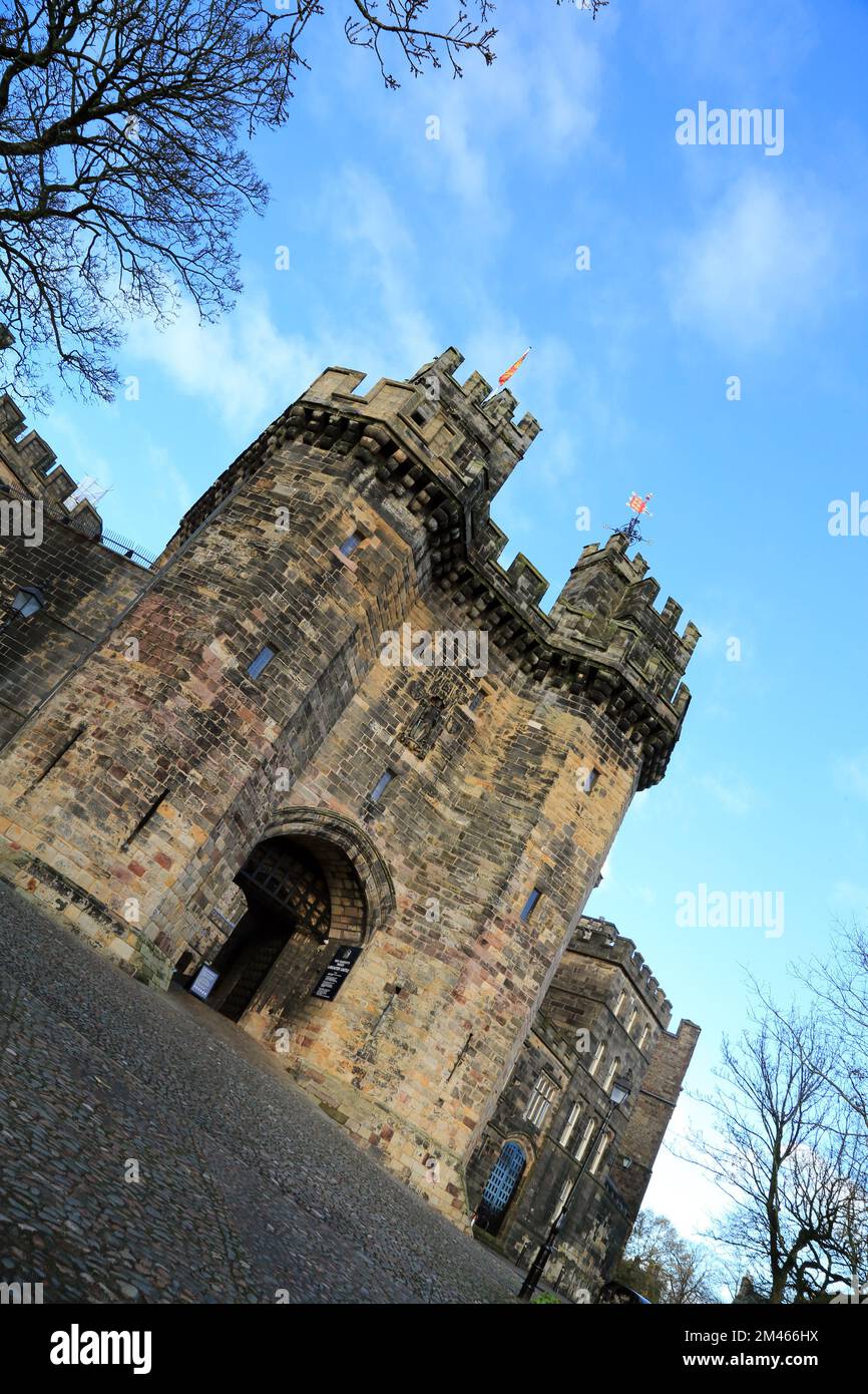 Entrance to Lancaster Castle on Castle Hill, Lancaster, Lancashire ...