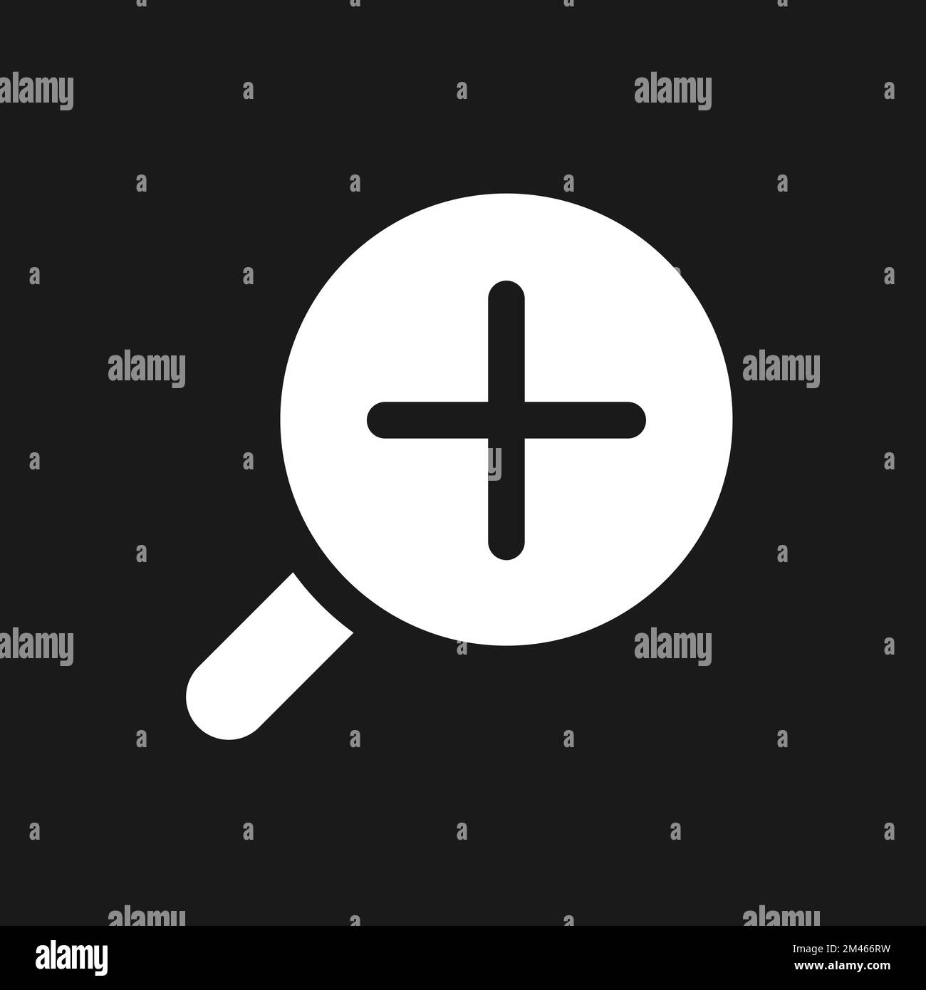 Magnifying glass with plus for map dark mode glyph ui icon Stock Vector ...