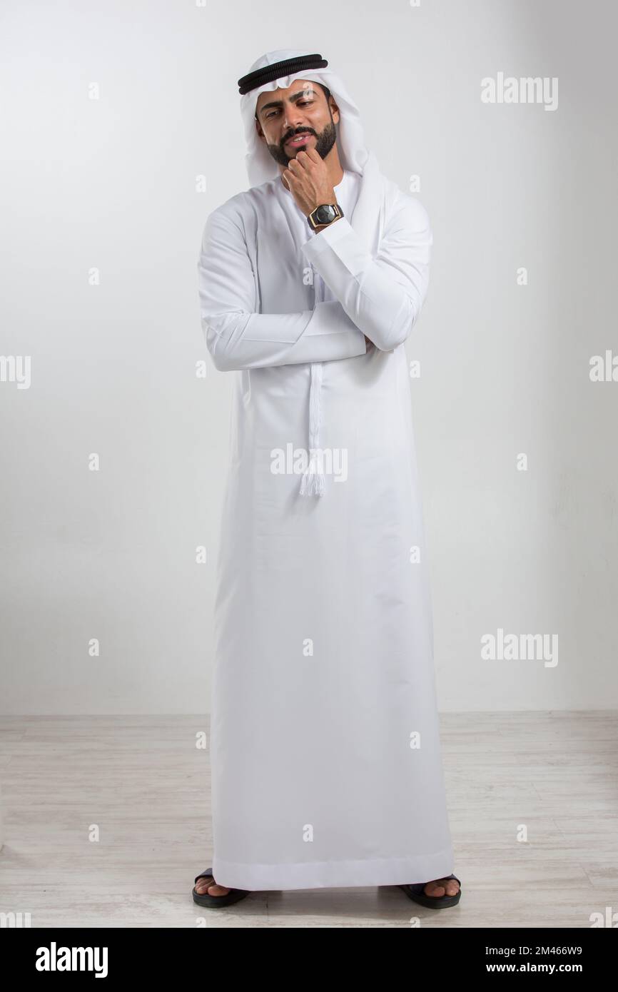 Arab man thinking Stock Photo - Alamy