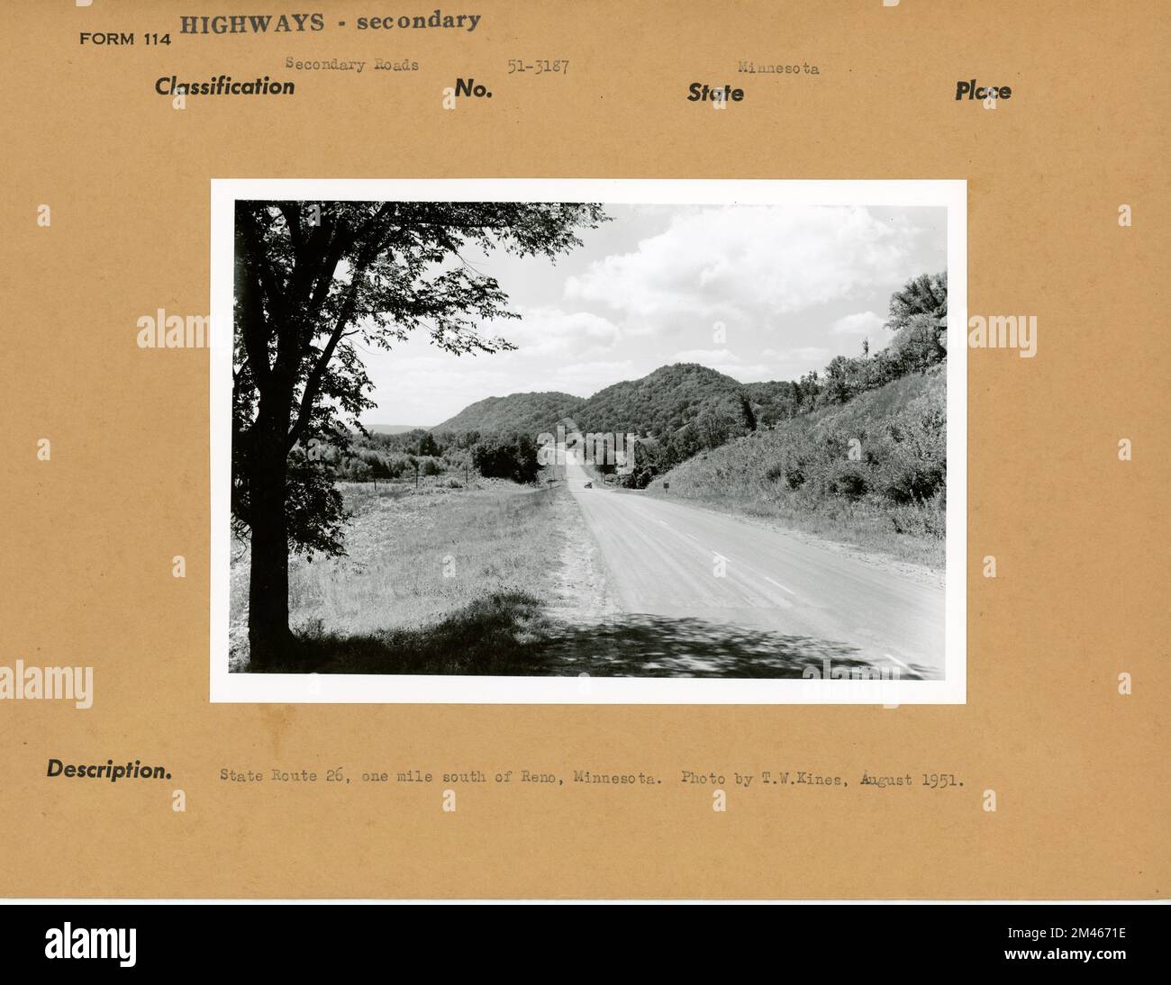 State Route 26, one mile south of Reno, Minnesota. Original caption ...