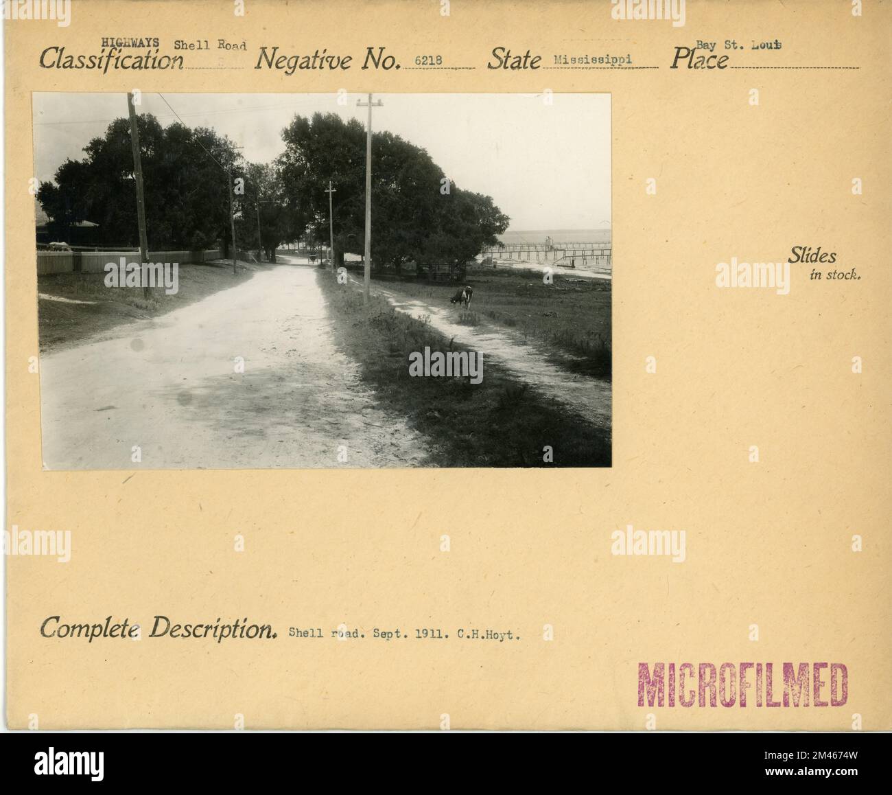 Shell road in Bay St. Louis, Mississippi. Original caption: Shell road ...