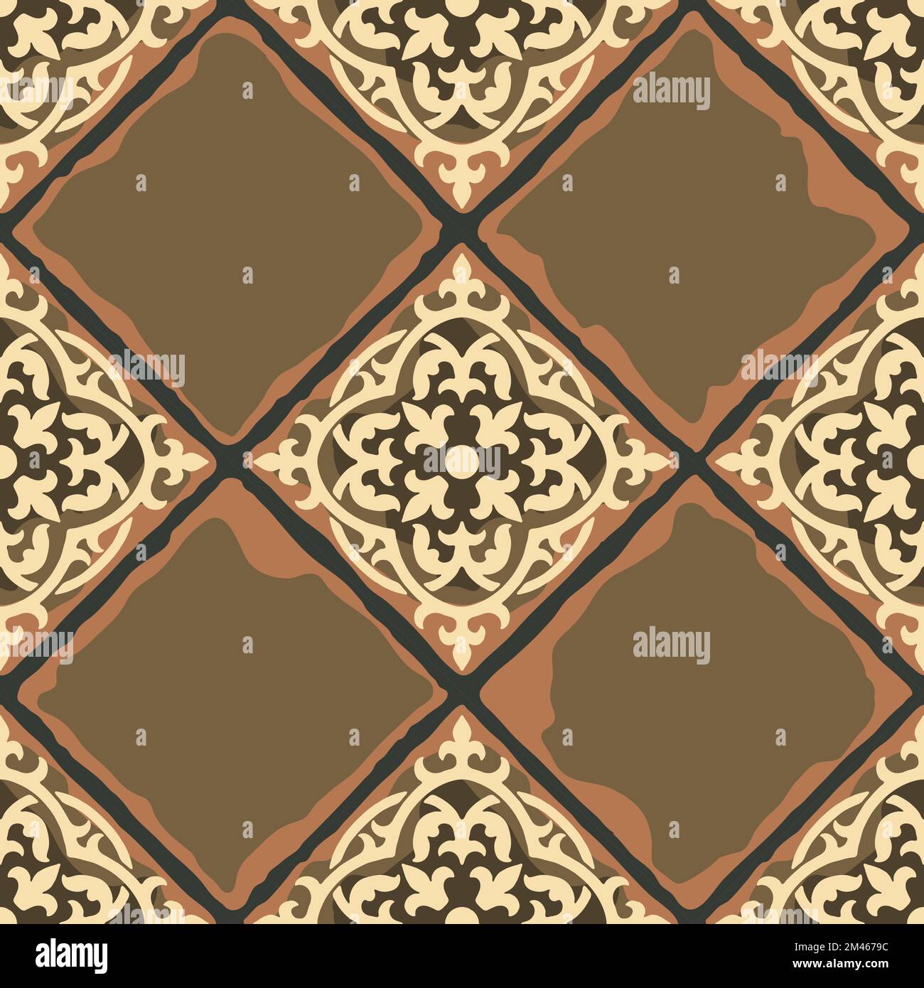 Ancient ceramic tile seamless pattern. Wall or floor texture ...