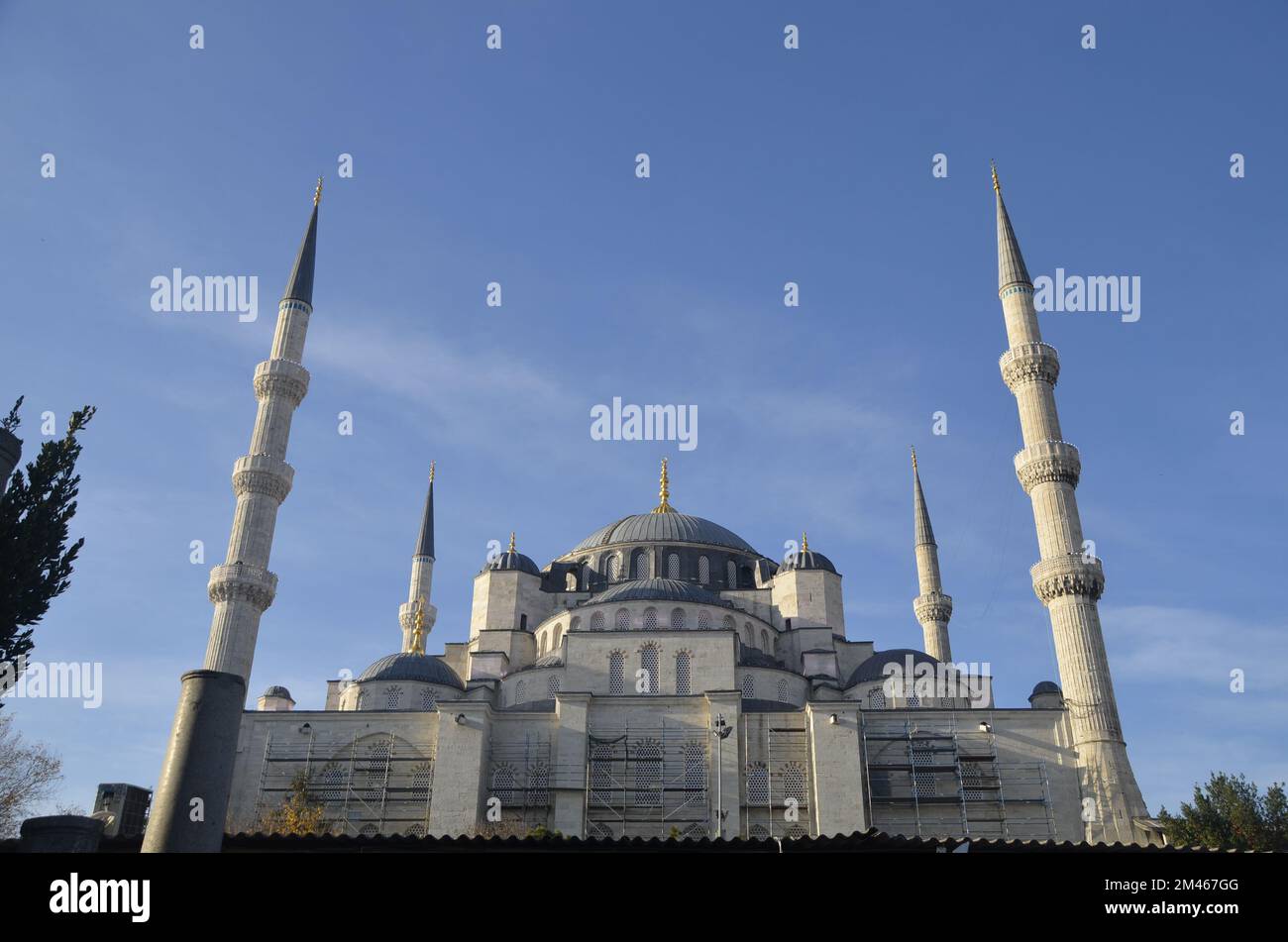 Blue Mosque (Sultanahmet Mosque), Back Side, Minarets and Blue Sky, in ...