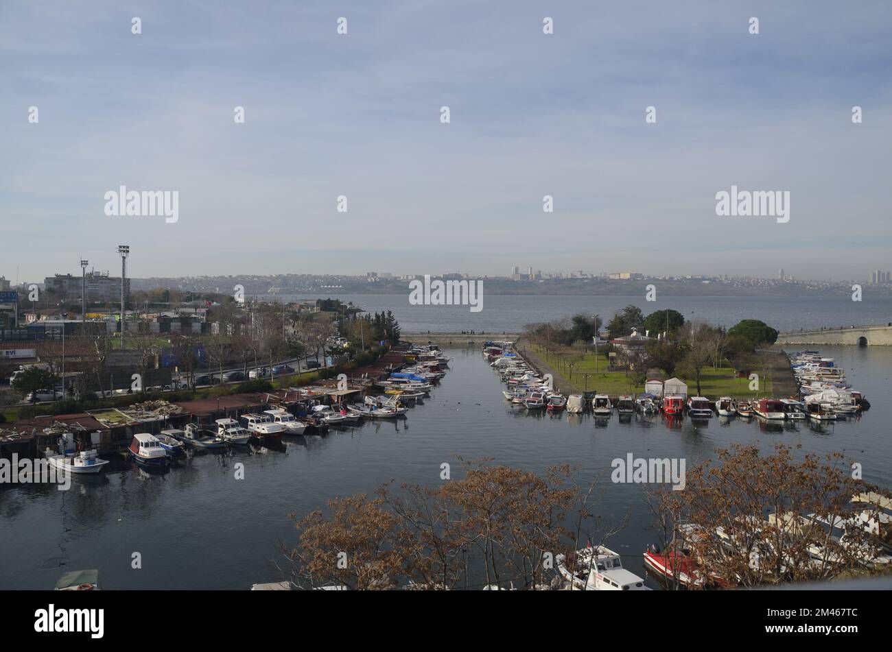 Istanbul Turkey, December 2022, Küçükçekmece Lake View and Fisherman's ...