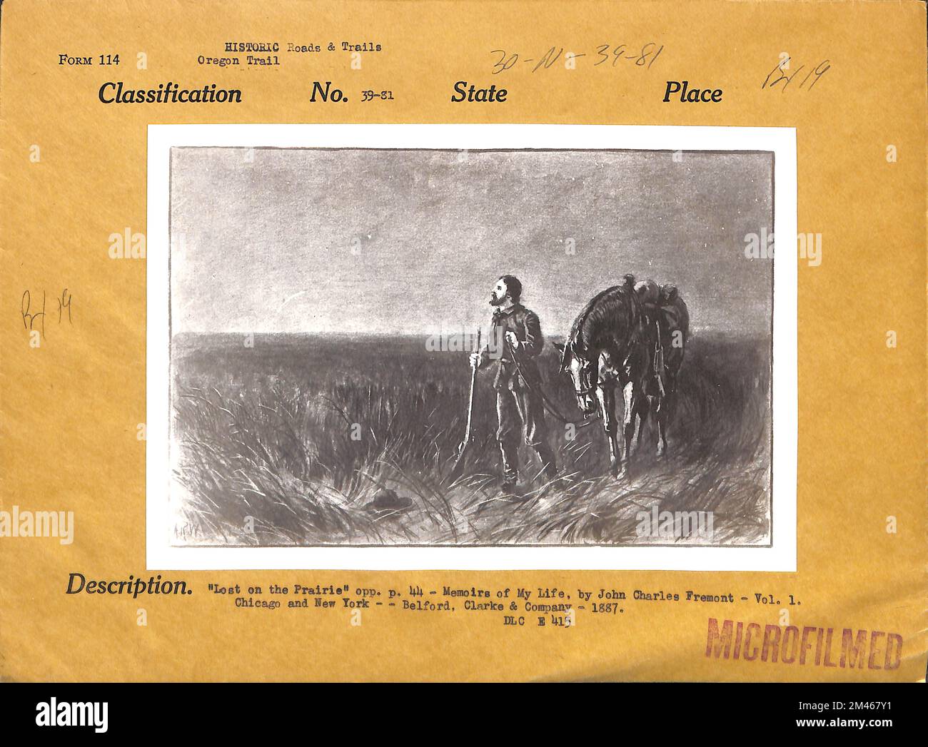 Lost on the Prairie. Original caption: "Lost on the Prairie" opp. P. 44 - Memoirs of My Life, by ...