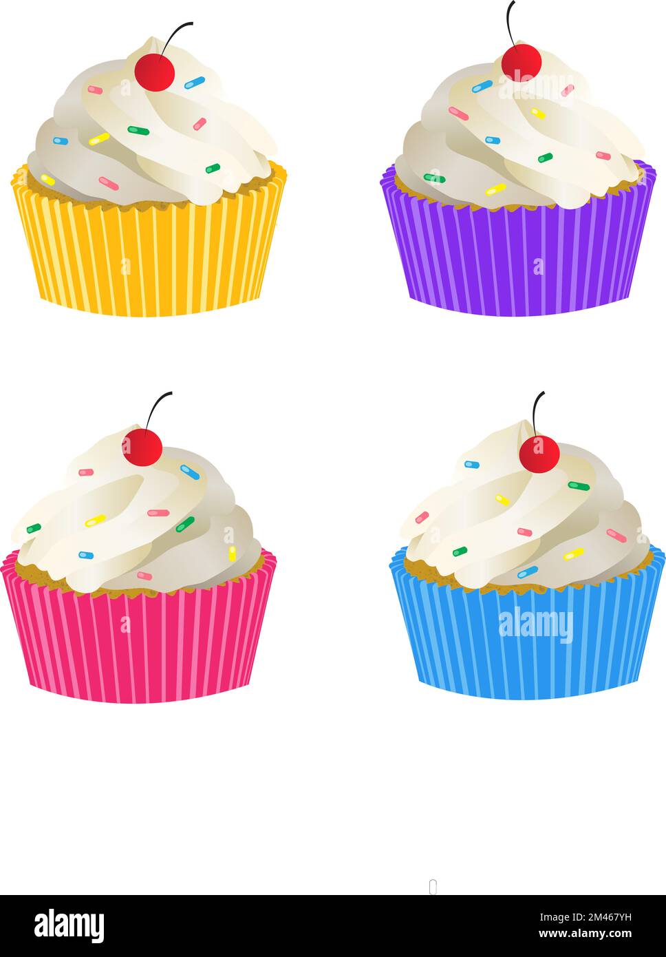 Vector cupcakes with sprinkles icon set on isolated white background Stock Vector Image & Art ...