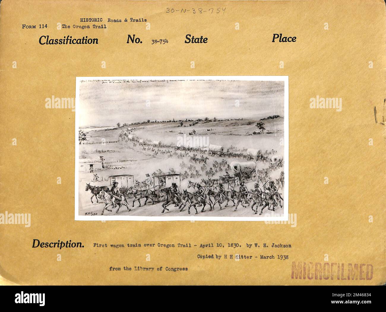 First Wagon Train Over Oregon Trail, April 1830. Original caption ...